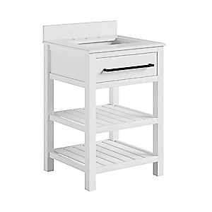 DHP Camden 24” Bathroom Vanity, White with Black Towel Rack