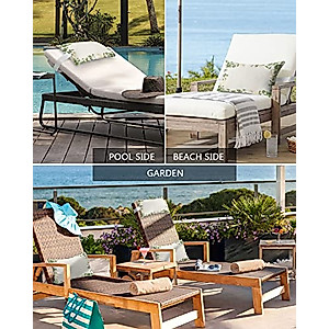 Prime Leader Recliner Head Pillow Ledge Loungers Chair Pillows with Insert Summer Eucalyptus Leaves Green Watercolor Retro Lumbar Pillow with Adjustable Strap Outdoor Waterproof Patio Pillows, 2 PCS