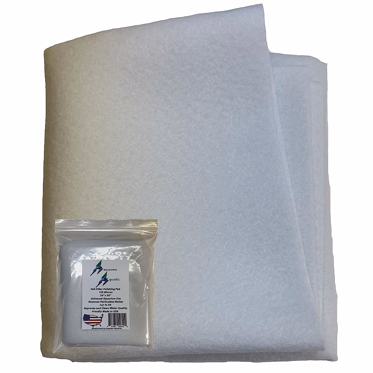 Awesome Aquatic Polishing Felt Filter Pad 100 Micron Bulk 24 ” x 36 ” Ultimate Aquarium Mechanical Prefilter Filtration Media Fresh or Saltwater Improve Water Quality Clarity Durable and Reusable