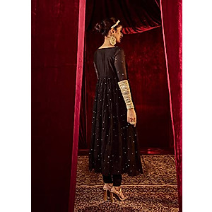 Elina fashion Indian Kurti for Womens With Pant & Dupatta | Ethnic Readymade Kurtis Stitched Kurta For Women Black