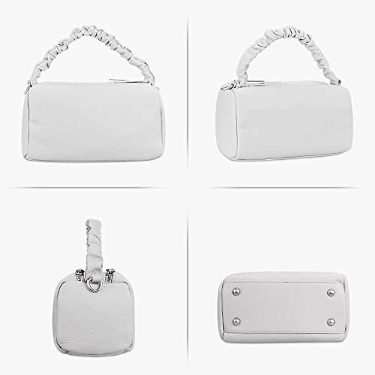 FUKUYIN Genuine Leather Purses and Handbags for Women - Crossbody Shoulder Bag Top Handle Hobo Tote Handbag (White)