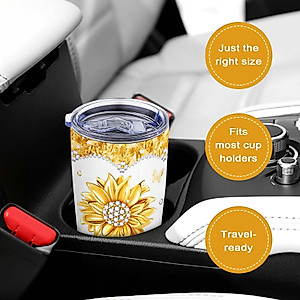 Initial A Tumbler Mug Gifts,Monogrammed Sunflower Gifts for Women,Personalized Gifts,Personalized Tumbler Cup for Wedding Birthday Graduation Party,Unique Initial Gifts for Women Her Mom Teacher 20oz