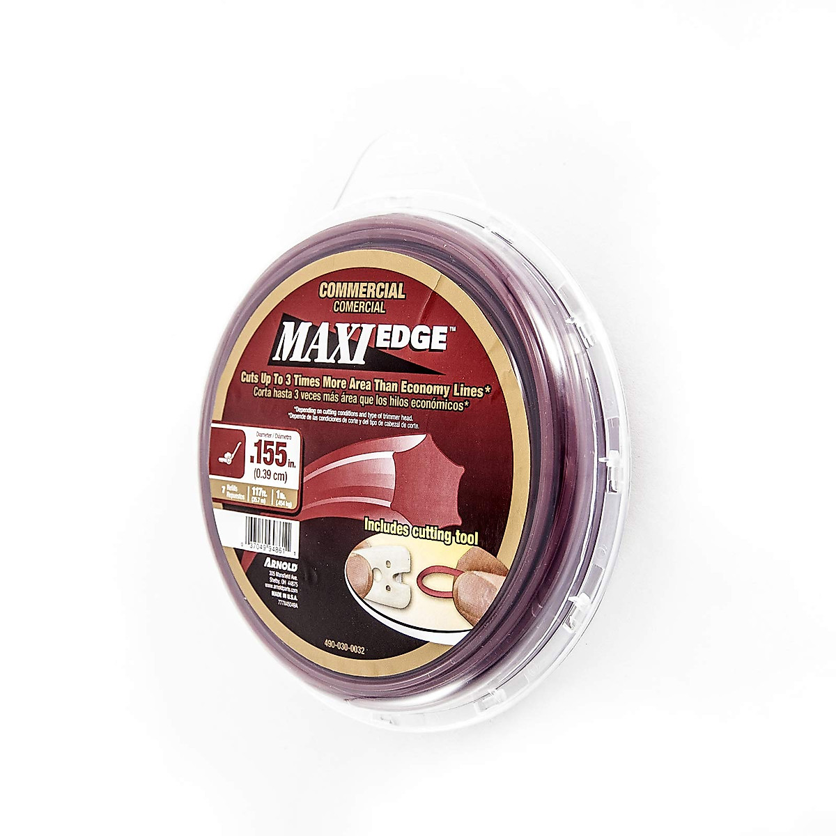 Arnold 490-030-0032 Maxi-Edge Commercial Grade String Trimmer Line with Cutting Tool, Universal Fit, 7 Refills, .155-Inch x 117-Feet