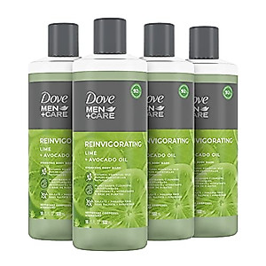 DOVE MEN + CARE Body Wash for a refreshing shower experience Lime + Avocado Oil Body Wash for Men, 18 oz, 4 Count