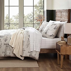 Eddie Bauer - Full/Queen Duvet Cover Set, Super Soft Bedding with Matching Sham(s), Cozy Home Decor, Oeko-Tex Certified (Rocky Mountain Cabin Grey, Full/Queen)