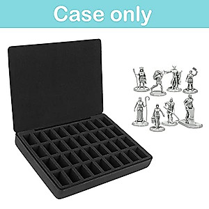 Minahao Hard EVA Minature Figure Box - 36 Slot Figurine Carrying Case,Pre-grooved Foam Layer Compatible with Warhammer 40k, DND & All Small Based Miniatures (Case Only)