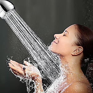 Cobbe High Pressure Shower Head, 3 Inches Anti-Clogging Silicone Nozzles Fixed Showerhead, Adjustable Swivel Brass Ball, Bathroom Rain Shower Heads (Chrome)