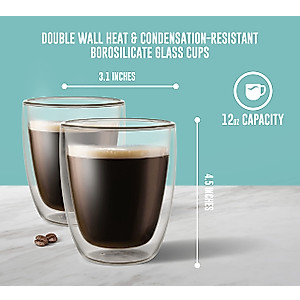 French Press Coffee Maker 34oz - set of 2 Double-Wall Insulate Glass 12oz - Tea Press Insulated Stainless Stainless French Press - 2 Extra Filters - Black Coffee Press