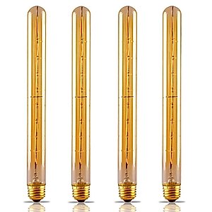 CTKcom T10/T300 40W Amber Vintage Edison Bulb， E26 Medium Base，2200K-2300K Tubular Bulb Nostalgic Tungsten Filament Antique Bulb Amber Glass for Industrial Wall Sconce Pendant Lighting-(4 Pack)