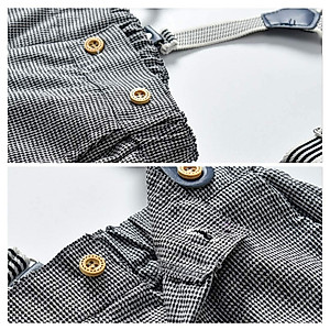 Baby Boys Shirt Overall Suit Suspender Cotton Outfits Bowtie Comfortable Rompers Long Sleeve Gentleman Tuxedo Wedding Formal Suits Set for Birthday Party 12-18M 4PCS Pink