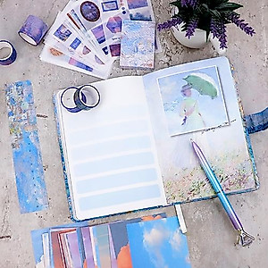 149Pcs Scrapbooking Supplies Kit, FHDUSRYO Vintage Aesthetic Scrapbook Kit, Bullet Junk Journal Kit with B6 Notebook Sticker Washi Tape, DIY Journaling Supplies Gift for Teen Girl Women(Blue 15”x9.4”)