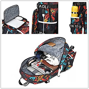 Ansigeren Dazzling Gold 30 Basketball Player Star SC Creative Backpacks Sports Fan Bookbag Travel Student Backpack For Men Women (3)