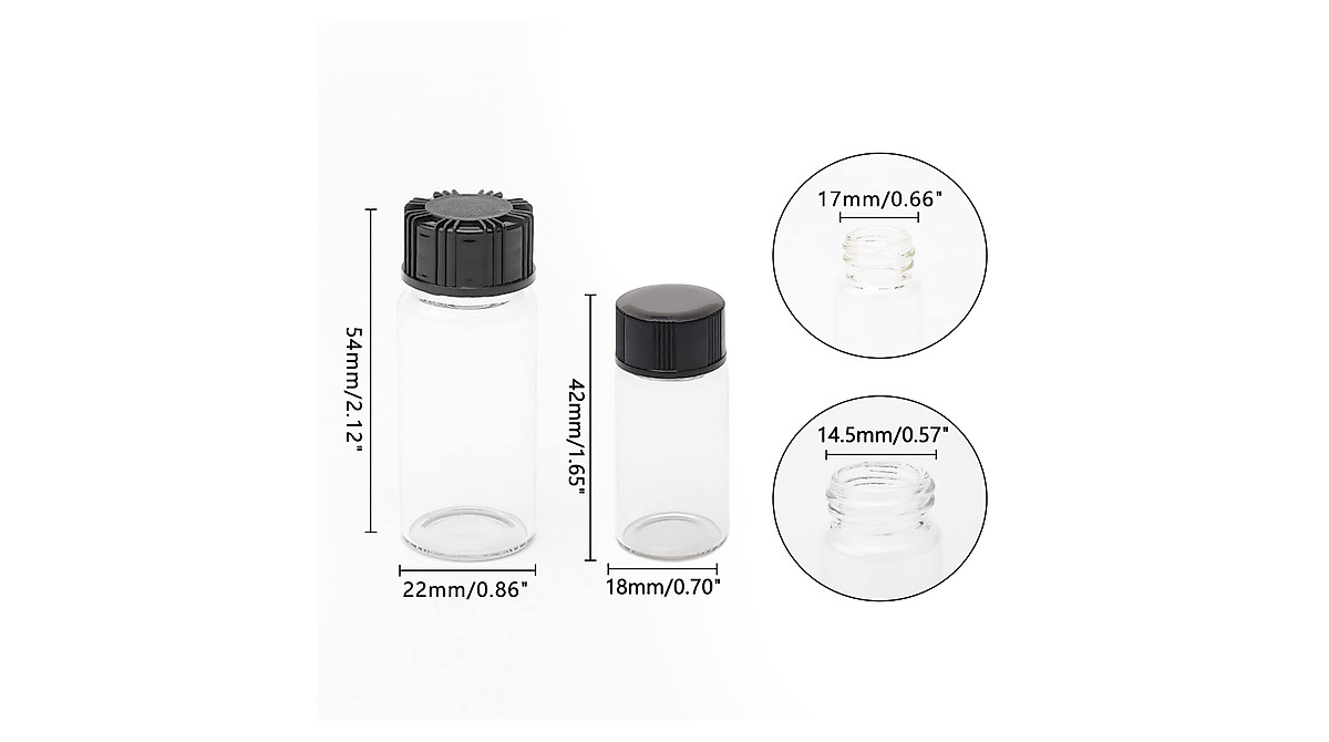 JIUWU Glass Sample Vials Pack of 35 - Leak-Proof Lab Bottles