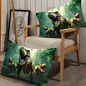 VTKON Kids Dinosaur Comforter Set Twin Size for Boys Green Dinosaur Quilt Set Soft Microfiber Dinosaur Bed Set for All Season Use Dinosaur Bedding Set with 1 Comforter + 1 Pillowcase