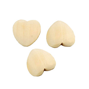 20pcs Natural 20mm Unfinished Wood Hearts Beads with Holes Eco-Friendly Wooden Handing Materials DIY Beading Craft Accessories (Heart Beads 20pcs)