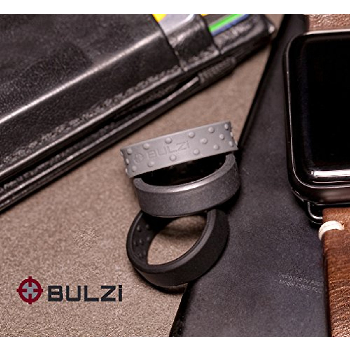 BULZi Wedding Bands, Massaging Comfort Fit Premium Silicone Ring with Airflow, Beveled Edge Design, Men’s and Women’s Rings, Breathable Flexible Work Safety (Black Beveled Size 10)