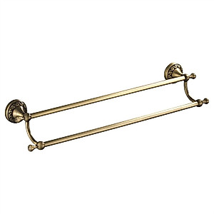 Bath Towel Bar Bathroom Hardware Bathroom Pendant, Brass Material European Bathroom Antique Towel Rack Double-Rod Towel Rail Towel Holder