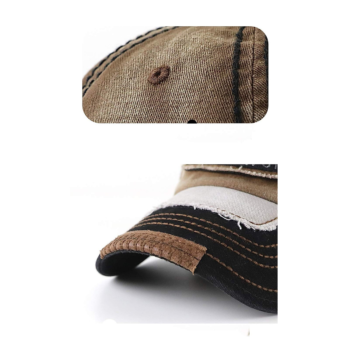 Mens Baseball Cap Vintage Cotton Washed Distressed Hats Eagle Adjustable Dad-Hat Black