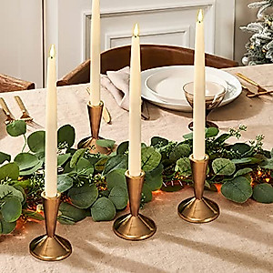 LampLust Flameless Candles with Remote Battery Operated Flickering Flameless Candles, 9in LED Candles, Ivory Real Wax, Wedding Decor, Valentine, Mantel and Farmhouse Home Decorations, Set of 4