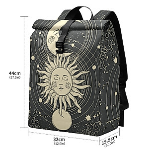 Astrology Tarot Goth Travel Roll Top Backpack for Men, Expandable Waterproof Trendy Laptop Backpack