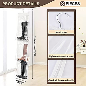 3 Pcs Hanging Boot File Clear Boots Hanging Storage Hanging Closet Shoe Organizer 3 Pair Tall Boot Hangers Plastic Boot Holder with 6 Pockets to Keep Them Straight for Closet Men's and Woman's Shoes