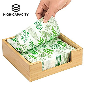 MaxGear Bamboo Napkin Holder, Lunch Napkin Holders for Tables, Table Top Decorative Napkin Tray for Dining Table and Kitchen,Wooden Luncheon Napkin Holder Tissue Dispenser 1 Pack