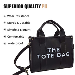 CASTNICH The Tote Bag for Women, Leather Tote Bag Black with Zipper, Women's Tote Bag Sturdy Durable Waterproof Cute Handbag, Tote Purse Crossbody Shoulder Bag for School, Work, Travel