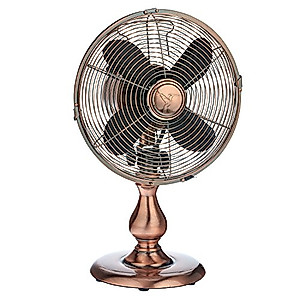 Dynamic Collections Retro Electric Desk Fan Air Circulator for Cooling Your Home, Office, Kitchen, Table, Bedroom - Oscillating Cool Classic Vintage Design (Copper)