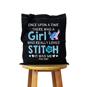 WCGXKO Cartoon Lover Gift There Was A Girl Who Really Loved Cute Themed Tote Bag (Really Tote Black)