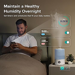 LEVOIT Dual 200S Smart Humidifiers for Bedroom, Top Fill, Customize Humidity for Home, Baby Nursery & Plants with Humidistat, Essential Oil Diffuser, Schedule, Timer, APP & Voice Control, 3L, Blue