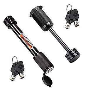 CZC AUTO Hitch Lock Set Dia 5/8 Inch Trailer Hitch Receiver Pin Lock Keyed Alike for Class III IV 2" and 2-1/2" Receiver Dia 1/4 Inch Hitch Coupler Lock with 2-1/2 Inch Span Fit Latch-Type Couplers
