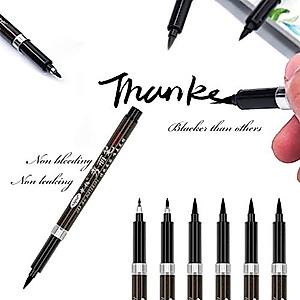 Rilanmit Calligraphy Pens Set for Beginners, Hand Lettering Pens Brush Drawing Markers Kits Chinese Japenese Pens Black Ink for Journaling, Writing, Art Drawing, 3 Size(Pack of 6)