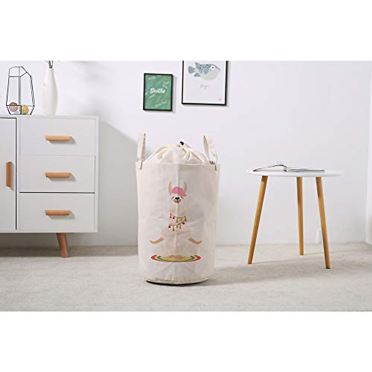 LifeCustomize Laundry Baskets Bin Clothes Hamper, Funny Llama Collapsible Drawstring Baby Dirty Clothing Storage Basket for Nursery Organizer