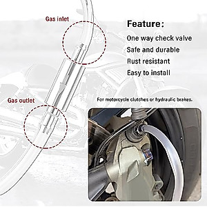 KIFIDAN Motorcycle Brake Bleeder Hose,One Way Check Valve Brake Fluid Bleeder Kit with Tube & Clamp,Universal Motorcycle Accessories Brake System Bleeding Tools for Clutch,Hydraulic Brake
