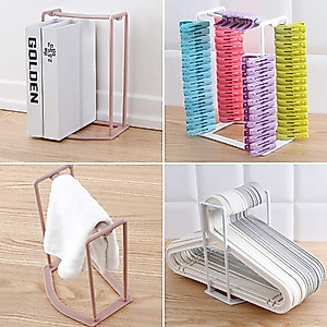 HAKDAY Hanger Stacker Organizer Stand, White Portable Hanger Holder Laundry Room Organization Hanger Rack Storage