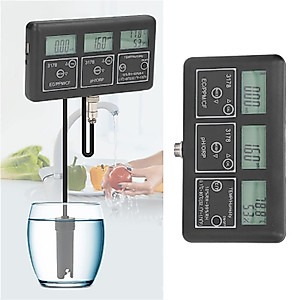EVGATSAUTO Water Test Meter, Display 3 Results PH ORP EC TDS CF 7 in 1 Test Water Quality Monitor for Mining Agriculture Glassfish Pond (US Plug 110V)