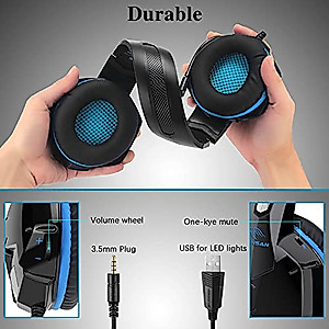 Gaming Headset for PS4 Xbox One PC PS5 Controller,Noise Cancelling Over Ear Headset with Microphone,Flip-to-Mute,Bass Surround Lightweight Headset Soft Memory Earmuffs for Laptop Mac