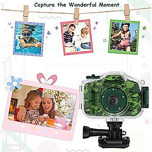 DEKER Kids Camera Underwater Waterproof Camera for Best Christmas Birthday Gifts for Boys Girls Age 3-12 HD Digital Video Camera Mini Children Camcorder Camera 2 Inch IPS Screen with 32GB Card (Green)