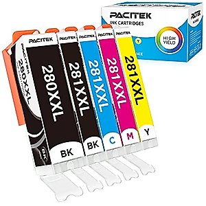 PACITEK Canon Ink 280 and 281 Cartridges XXL, Compatible Ink Cartridges Replacement for PGI-280XXL CLI-281XXL, Work with Pixma TR8520 TS8320 TS8220 TS9120 TS6220 TS6320 TR7520 TS6120