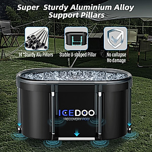 Upgrade XL 129 Gal Large Oval Ice Bath Tub for Athletes,Multiple Layered Portable Outdoor Cold Plunge Tub for Recovery,Cold Plunge for Family-Foldable Ice Baths for Home,Gyms,Indoor use