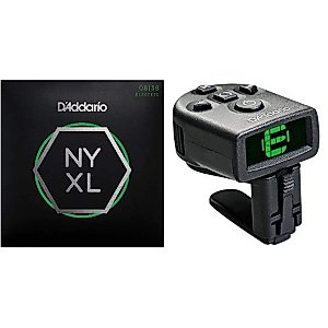 D'Addario NYXL Extra Super Light Electric Guitar Strings and NS Micro Tuner Bundle