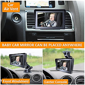 Gootus 1080P Baby Car Mirror | Baby Car Camera Monitor with 4.3" HD Display Night Vision | Baby Car Mirror for Back Seat Rear Facing Full View, Durable Sucker Bracket, Car Back Seat Camera for Newborn