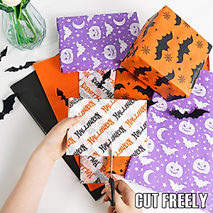 Bobobag 100 Sheets Halloween Tissue Paper for Gift Bags,14"X20" Orange Tissue paper Party Art Decoration various designs