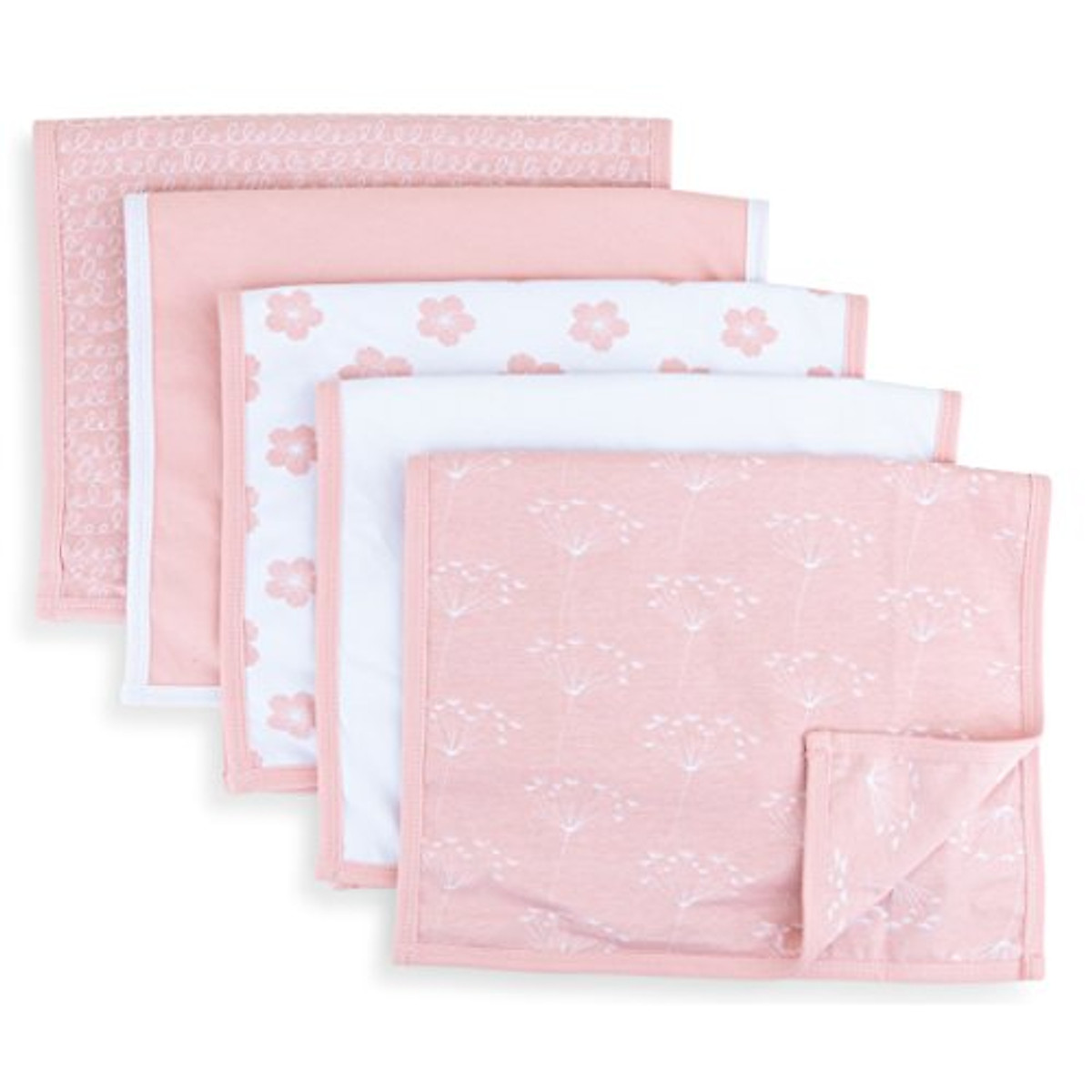 Ely's & Co. Baby Burp Cloth,Waterproof Reversible Jersey Cotton Large Burp Cloths, Cloth Diapers 20" x 12" 5 Pack I Pink Combo for Baby Girl
