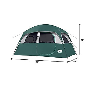 CAMPROS CP Tent-6-Person-Camping-Tents, Waterproof Windproof Family Tent with Top Rainfly, 4 Large Mesh Windows, Double Layer, Easy Set Up, Portable with Carry Bag - Dark Green
