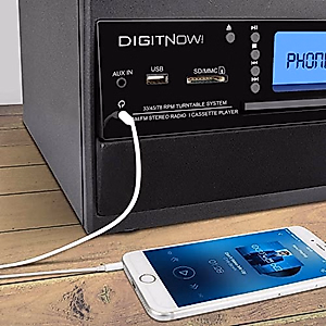 DIGITNOW Bluetooth Record Player Turntable with Stereo Speaker, LP Vinyl to MP3 Converter with CD, Cassette, Radio, Aux in and USB/SD Encoding, Remote Control, Audio Music Player Built in Amplifier
