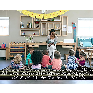 Flagship Carpets Handwriting Samplers ABC Children's Floor Area Rug for Indoor Classroom or Home Learning Area, Kids Room or Educational Play Mat, 7'6" x 12', Rectangle