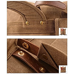 WUDON Leather Laptop Backpack for Men - Vintage Waxed Canvas Shoulder Rucksack for School Flight Hiking