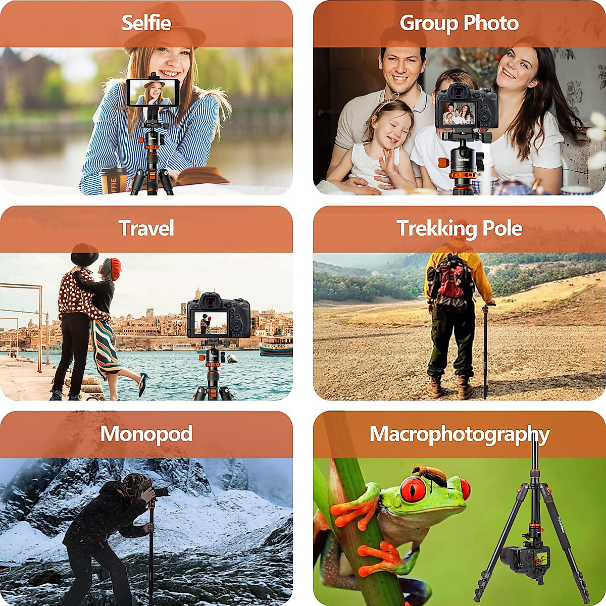 Polarduck Camera Tripod Monopod Phone Stand: 65" Professional DSLR Tripod for iPhone with Phone Mount & Travel Bag Compatible with Canon Nikon Sony Cameras Cell Phone Projector Webcam | 22lbs Load