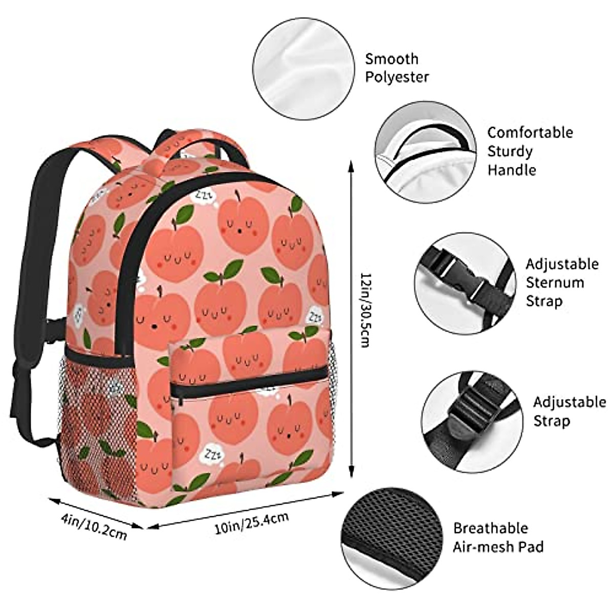 KiuLoam Cute Peach Kids Backpacks For Toddler Boys And Girls Preschool Backpack With Chest Strap 12 Inch